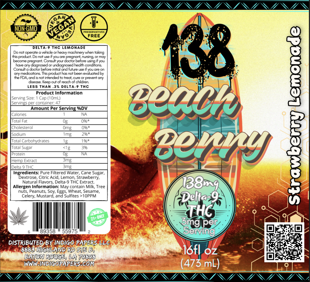 Indigo | Delta 9 THC Lemonade - 138MG | Magic City Organics